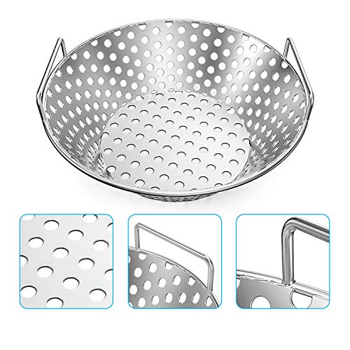 Skyflame 14 Inch Stainless Steel Charcoal Basket Accessories Compatible with Kamado Joe Classic | Large Big Green Egg | Pit Boss | Louisiana Grills & Other Grills - New Version of Hollow Holes Design