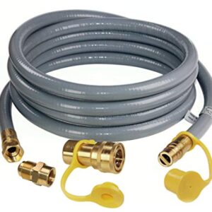 DOZYANT 12 Feet 1/2 inch ID Natural Gas Grill Hose with Quick Connect Fittings Assembly for Low Pressure Appliance -3/8 Female to 1/2 Male Adapter for Outdoor NG/Propane Appliance - CSA Certified