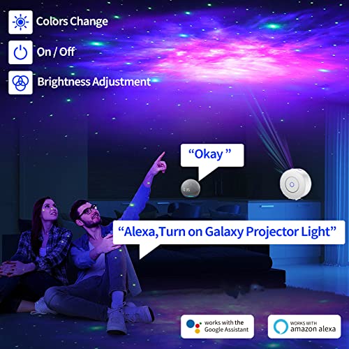 Smart Galaxy Projector with Nebula Cloud/Moving Ocean Wave, WiFi Star Projector for Room Decor, Home Theater Night Light Projector, Compatible with Alexa & Google Home