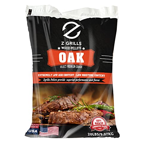 Z GRILLS 100% All-Natural Flavor American Oak Hard Grill, Smoke, Bake, Roast, Braise & BBQ Wood Pellet, 1 Pack Total 20lbs