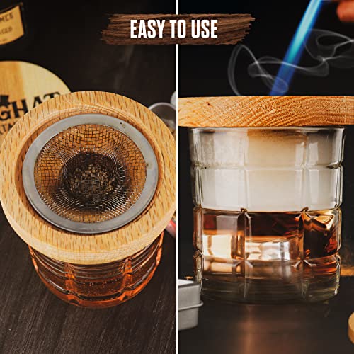 THOUSAND OAKS BARREL Foghat Cocktail Smoker W/ Bourbon Barrel Wood Shavings-Infuse Cocktails, Wine, Whiskey, Cheese, Meats, Dried Fruits, Salt and More!-Smoking Glass Cloche Accessories