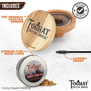 THOUSAND OAKS BARREL Foghat Cocktail Smoker W/ Bourbon Barrel Wood Shavings-Infuse Cocktails, Wine, Whiskey, Cheese, Meats, Dried Fruits, Salt and More!-Smoking Glass Cloche Accessories