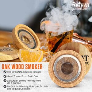 THOUSAND OAKS BARREL Foghat Cocktail Smoker W/ Bourbon Barrel Wood Shavings-Infuse Cocktails, Wine, Whiskey, Cheese, Meats, Dried Fruits, Salt and More!-Smoking Glass Cloche Accessories