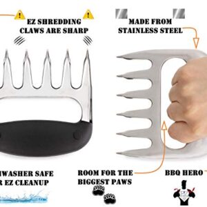 BBQFAM EZ Shredding Claws Stainless Steel Bear Claw Meat Shredders for BBQ. Perfect for shredding Pulled Pork, Poultry or just handling HOT Bulky Foods.