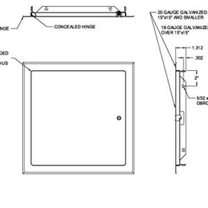 Acudor UF-5500 Universal Flush Access Door 15 x 15, White