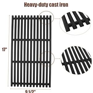 Stamped Emitter & Cast Iron Grill Grate Replacement Parts for Charbroil 463242715 463242716 Commercial Infrared 4B 463257520 463276016 466242715 466242815 G541-0016-W2 G533-2200-W1, 17x9.5'', 3PCS Set