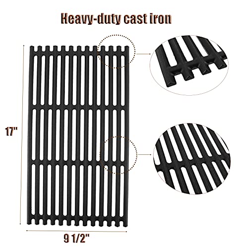 Stamped Emitter & Cast Iron Grill Grate Replacement Parts for Charbroil 463242715 463242716 Commercial Infrared 4B 463257520 463276016 466242715 466242815 G541-0016-W2 G533-2200-W1, 17x9.5'', 3PCS Set