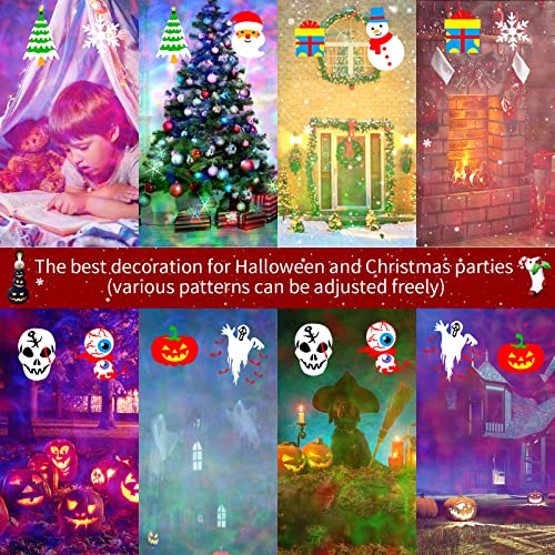 Halloween Christmas Projector Lights, 2 in 1 LED Water Wave Projector Light, Various Patterns Can Be Switched Freely with Remote Control, Used for Halloween Xmas Theme Holiday Party Decorations