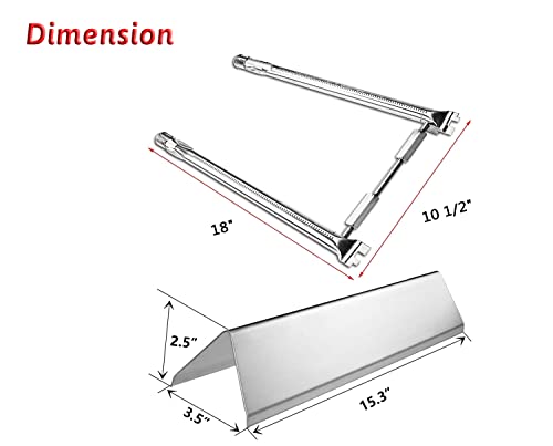 QuliMetal SUS304 Grill Burner and SUS304 Flavorizer Bars for Weber Spirit 200 & Spirit II 200 Series Grills, Spirit E210/ S210/ E220/ S220 with Front Control Knobs(2013-Newer), Replaces for 69785 7635