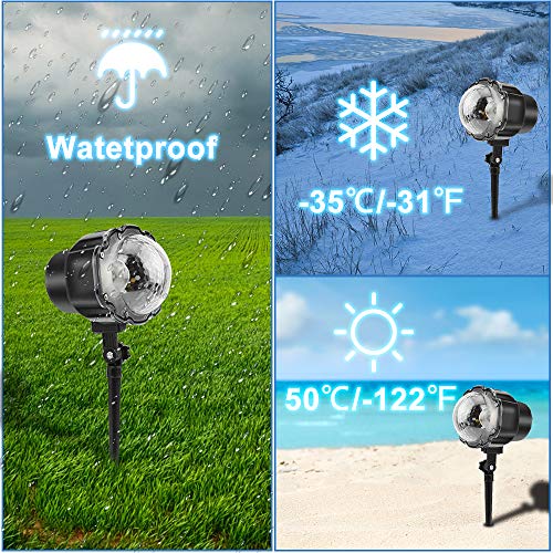 Austrobo Christmas Projector Light Snowfall LED Projector Waterproof Rotating Snow Projection with Remote Decorative Projector for Christmas, Halloween Party