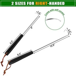 Meat Hook Flipper Set of 2, HaSteeL Stainless Steel Pigtail Food Flipper Turner 12Inch & 17Inch, BBQ Accessories Great for Grilling Smoking Frying, Long Body & ABS Handle, Easy to Clean & Right Handed