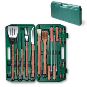 oniva – a picnic time brand 18-piece bbq grill set, outdoor bbq accessories with case, grilling tools for barbecue, (green)