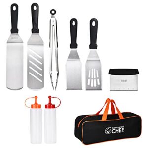 commercial chef blackstone griddle accessories kit – flat top grill accessories set – blackstone accessories for griddle tools – hibachi grill accessories – traeger and weber griddle spatula set – 9pc