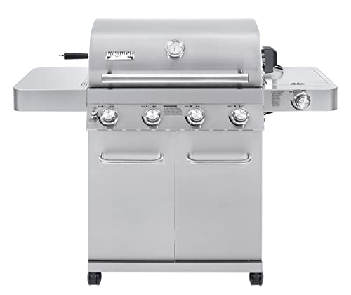 Monument Grills Larger 4-Burner Propane Gas Grills Stainless Steel Cabinet Style with Rotisserie Kit