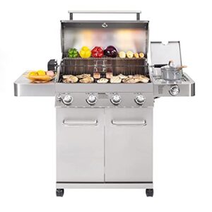 Monument Grills Larger 4-Burner Propane Gas Grills Stainless Steel Cabinet Style with Rotisserie Kit