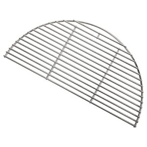 vankey 18’’ half moon stainless steel cooking grate for kamado joe kj-hcg ，large big green egg grill grids grates parts，kamado joe classic reversible griddle accessories