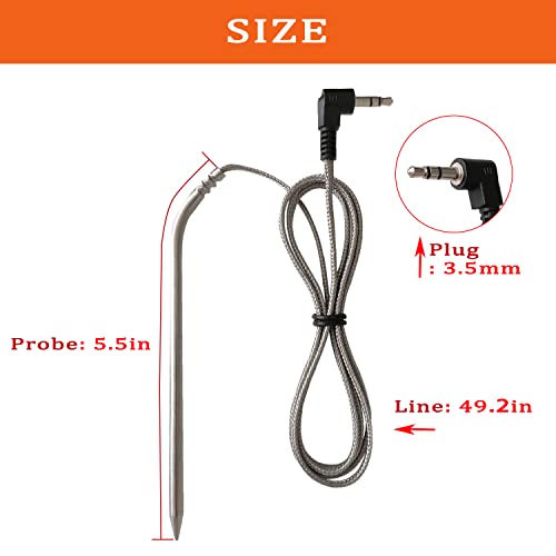 2 Pack High Temperature Meat Probe, Compatible with Camp Chef Wood Pellet Grills, Comes with 2pc BBQ Clip, Replace Stainless Steel Accessories