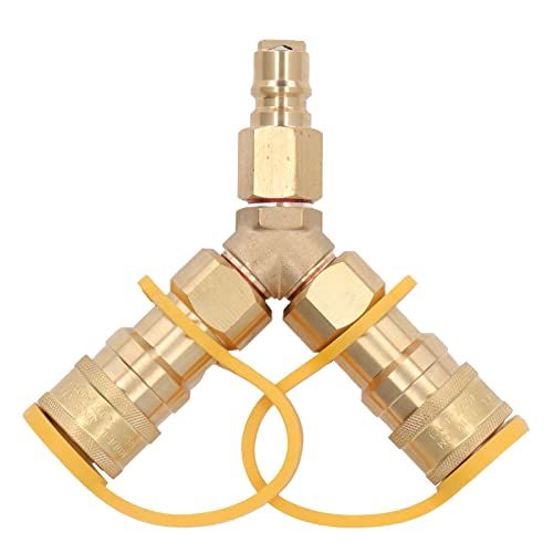 3/8" Natural Gas Y Splitter, Quick Connect Disconnect Adapter, Y Type Natural Gas Splitter, for Weber Gas Grill, Pizza Ovens, Patio Heaters and More