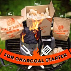 Zorestar Fire Starters XXL 120+ pc - Eco firelighters for Indoor and Outdoor Use and Fire Starter 60+ pc XXL Size - Сharcoal fire Starters