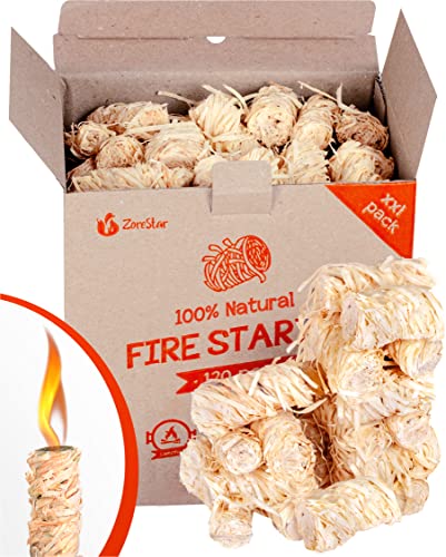 Zorestar Fire Starters XXL 120+ pc - Eco firelighters for Indoor and Outdoor Use and Fire Starter 60+ pc XXL Size - Сharcoal fire Starters