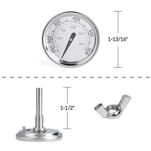 X Home 60540 Grill Thermometer Replacement for Weber All Spirit Series, Q Series, Charcoal, Accurate Temperature Gauge, 1-13/16" Diameter