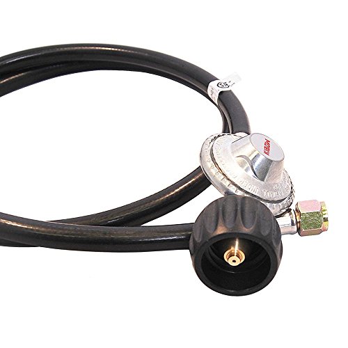 KIBOW Low Pressure Propane Regulator with 5FT Hose-Type 1(QCC 1) Connection-Fits for Most LP Gas Grills, Stoves, Fire Pit Tables-Parallel Style