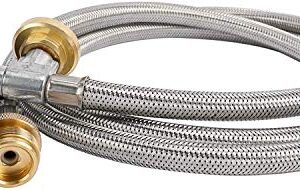 HYDDNice 6FT Propane Hose with Gauge Stainless Steel Braided Propane Hose Converts 1lb Portable Appliances to 5-40lbTank,for Propane Stove, Heater, Tabletop Grill