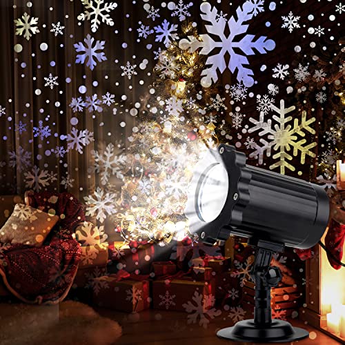 Xhaus Christmas Projector Lights Outdoor Snowflake Projector Lights Show for Christmas Xmas Holiday Wedding Home Party Outdoor Holiday Decorations