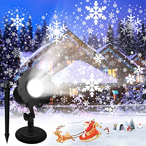 auanvel Christmas Snowflake Projector Lights Waterproof LED White Snowfall Projector Lights for Christmas, Holiday, Halloween, Party, Garden, Wedding, Indoor Outdoor Decorations