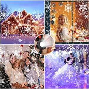 auanvel Christmas Snowflake Projector Lights Waterproof LED White Snowfall Projector Lights for Christmas, Holiday, Halloween, Party, Garden, Wedding, Indoor Outdoor Decorations