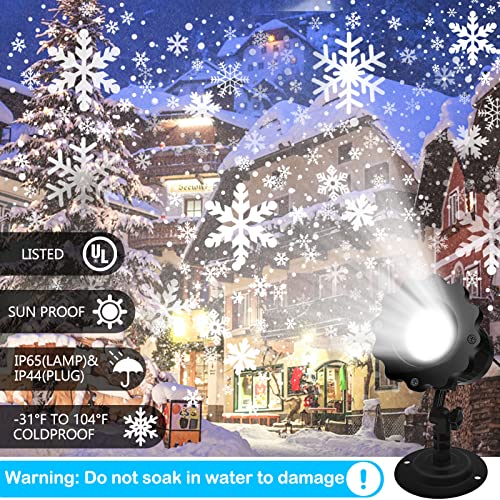 auanvel Christmas Snowflake Projector Lights Waterproof LED White Snowfall Projector Lights for Christmas, Holiday, Halloween, Party, Garden, Wedding, Indoor Outdoor Decorations