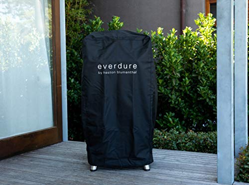 Everdure Grill Cover for 4K Charcoal Grill & Smoker, Long Cover with UV Protection and Drawstring Closure, Waterproof Lining and 4 Season BBQ Grill Protection, Black, 29.7”L x 16.6”W x 42”H