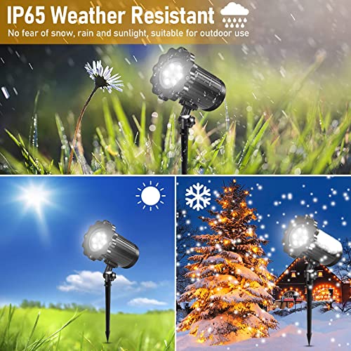 Christmas Projector Lights Outdoor, Greenclick Upgraded Rotating Snowflake Projector with Remote Timer IP65 Waterproof LED Christmas Snowfall Projection Lamp for Xmas Holiday House Decoration, 16.4ft