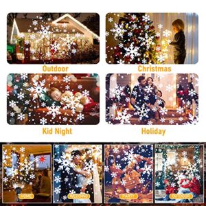 Christmas Projector Lights Outdoor, Greenclick Upgraded Rotating Snowflake Projector with Remote Timer IP65 Waterproof LED Christmas Snowfall Projection Lamp for Xmas Holiday House Decoration, 16.4ft