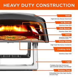 Commercial Chef Pizza Oven Outdoor - Gas Pizza Oven Propane - Portable Pizza Ovens for Outside - Stone Brick Pizza Maker Oven Grill - with Pizza Oven Door, Peel, Pizza Stone, Cutter, and Carry Cover