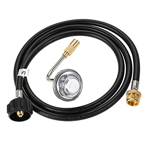 6FT Propane Adapter Hose with Gas Regulator, 1lb to 20lb Converter Compatible with Blackstone 17" 22" Tabletop Griddle, Blue Rhino Razor Griddle, Pit Boss PB336GS 2 Burner Table top Gas Griddle