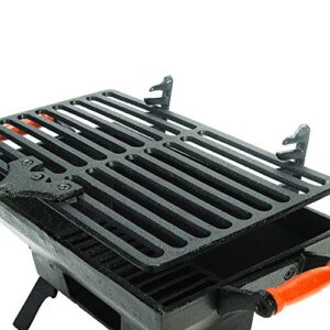 Sungmor Small Rectangle Cast Iron Charcoal Grill Stove, 12.4 by 6.8 Inch, Heavy Duty Tabletop BBQ Grill, Indoor Outdoor Portable Steak Chicken Meat Cooker, Camping Picnic Party Barbecue Smoker Grill