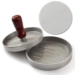 cozihom burger press and patty papers set, non-stick hamburger press, grill press, patty maker mold with 120 pcs wax patty paper sheets