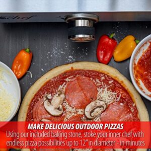 Deco Chef Portable Outdoor Pizza Oven and Grill with Propane Gas CSA Approved Regulator and Hose, Includes Pizza Peel, Stone, Built-In Thermometer, and Grill Rack, Black