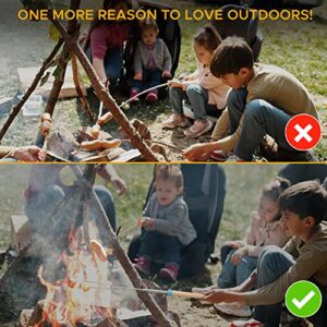 EcoNour Marshmallow Roasting Sticks (8 pack)| 32 Inches Extendable Telescoping Smores skewers for Fire Pit|Meat, Hotdog fork for campfire |Outdoor Grilling & Camping Accessory for Bonfires,BBQ party