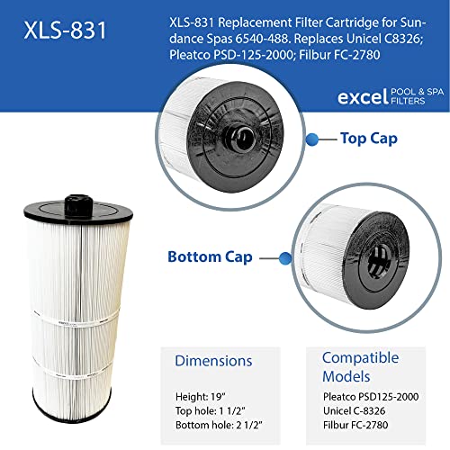 XLS-831 Replacement Pool Filter Cartridge for Sundance Spas Double End 120; OEM Cartridge 6540-488