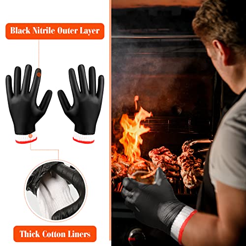 Janmercy 400 Pcs Disposable BBQ Gloves Grilling Gloves with 8 Pairs Cotton Liners Gloves Heat Resistant Cooking Gloves Reusable Latex Free Nitrile Gloves for Cooking Barbecue