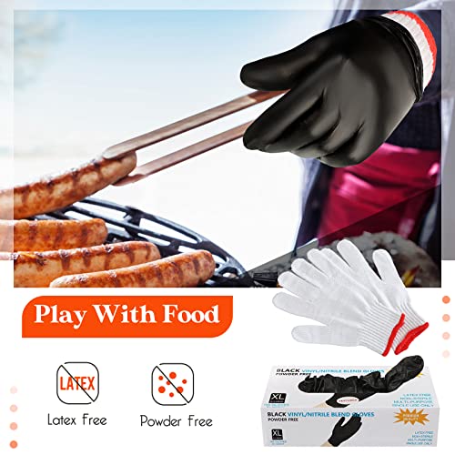 Janmercy 400 Pcs Disposable BBQ Gloves Grilling Gloves with 8 Pairs Cotton Liners Gloves Heat Resistant Cooking Gloves Reusable Latex Free Nitrile Gloves for Cooking Barbecue