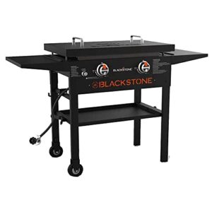 blackstone 1924 28 inch camp gas griddle with hard cover heavy duty flat top griddle grill station for kitchen, camping, outdoor, tailgating, tabletop, countertop black