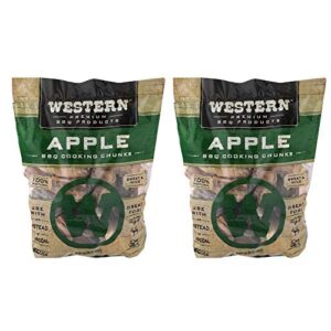 western bbq 28084 549 cu in. premium apple wood bbq charcoal propane pellet grill/smoker cooking chunks chips (2 pack)