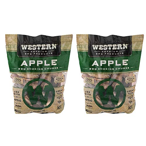 Western BBQ 28084 549 cu in. Premium Apple Wood BBQ Charcoal Propane Pellet Grill/Smoker Cooking Chunks Chips (2 Pack)