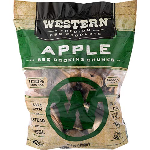 Western BBQ 28084 549 cu in. Premium Apple Wood BBQ Charcoal Propane Pellet Grill/Smoker Cooking Chunks Chips (2 Pack)