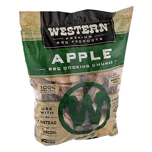 Western BBQ 28084 549 cu in. Premium Apple Wood BBQ Charcoal Propane Pellet Grill/Smoker Cooking Chunks Chips (2 Pack)