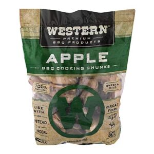 Western BBQ 28084 549 cu in. Premium Apple Wood BBQ Charcoal Propane Pellet Grill/Smoker Cooking Chunks Chips (2 Pack)