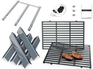 hisencn 7636 flavorizer bars, 69787 burner tube set, 7638 cooking grates for weber spirit i & ii 300 series, spirit e310 s310 e320 s320 e330 s330, 15.3″ flavorizer bars 18″ burner 17.5″ grates